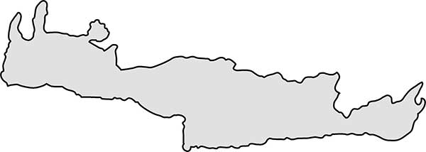 Shape Country of the World Outlines the Greek Island of Crete